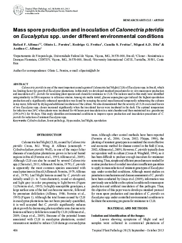 (PDF) Mass spore production and inoculation of Calonectria pteridis on ...