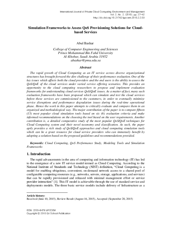 (PDF) Novel Framework for Fault Tolerant in a Cloud Environment using ACO Algorithm | Maharishi ...