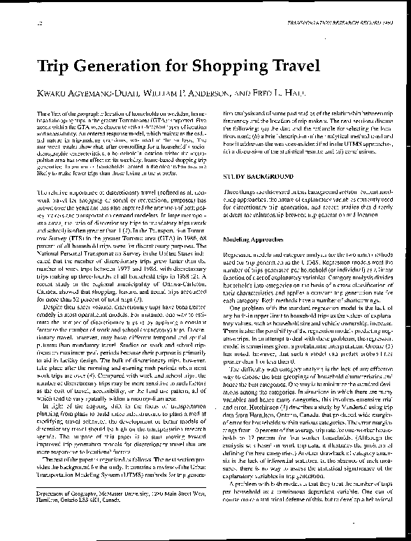 (PDF) Trip generation for shopping travel