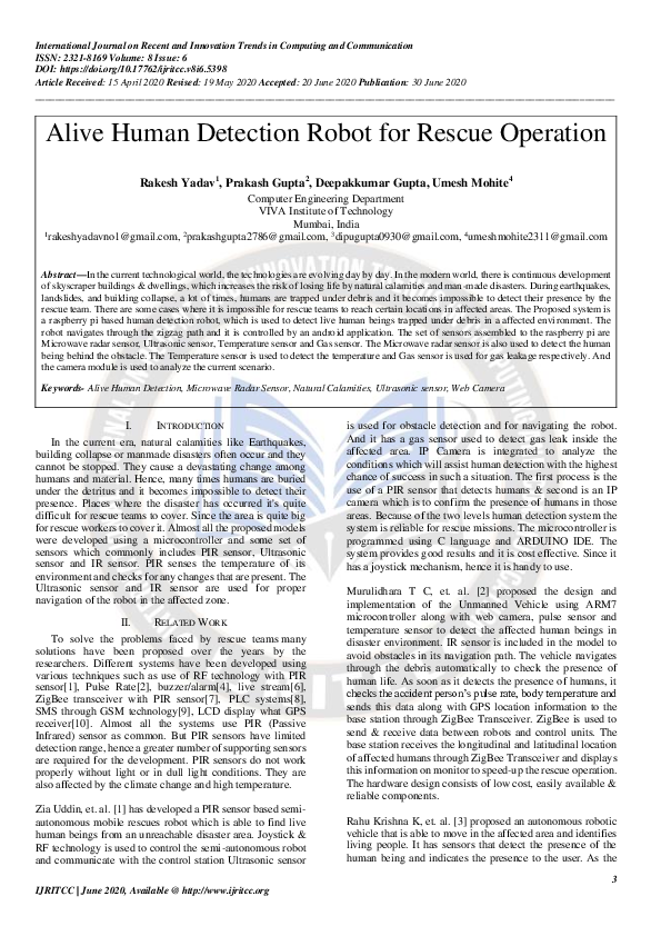 (PDF) Raspberry Pi Robot for Human Detection in Disasters