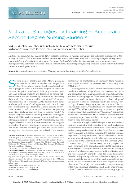 (PDF) Motivated Strategies for Learning in Accelerated Second-Degree ...