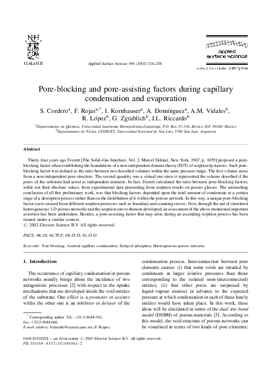 (PDF) Pore-Blocking and Assisting Factors in Sorption
