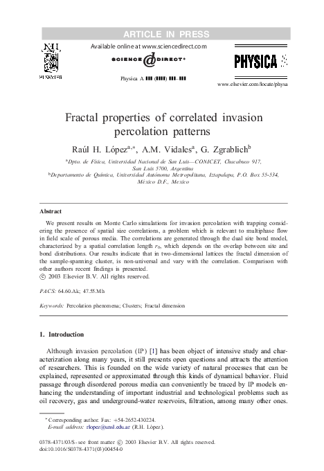(PDF) Fractal properties of correlated invasion percolation patterns
