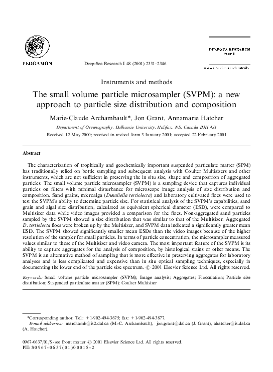 (PDF) The small volume particle microsampler (SVPM): a new approach to particle size ...