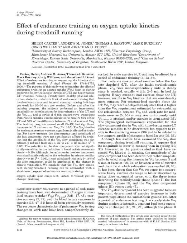 (PDF) Effect of endurance training on oxygen uptake kinetics during ...