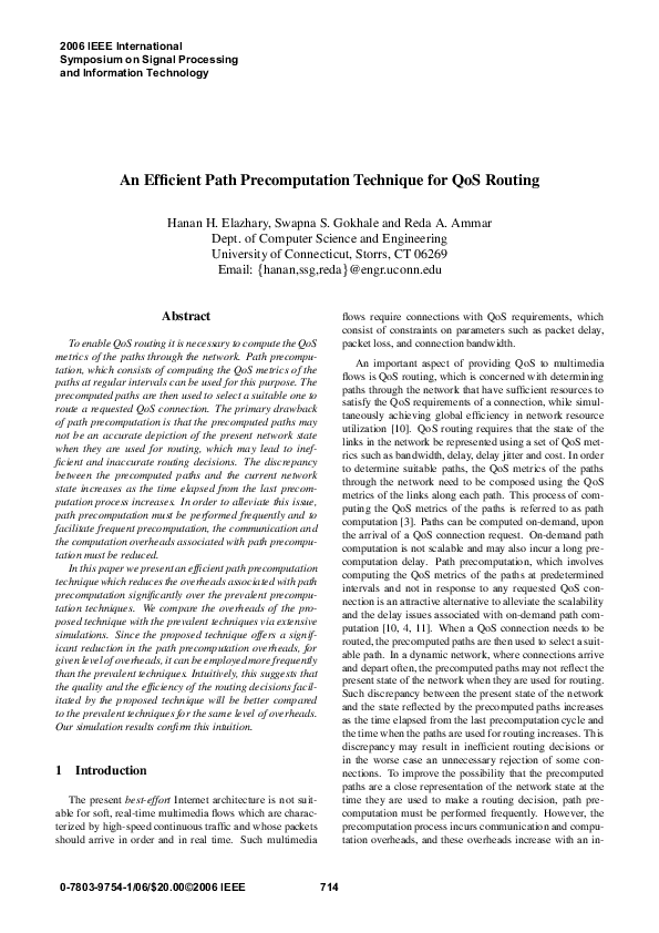 Pdf An Efficient Path Precomputation Technique For Qos Routing