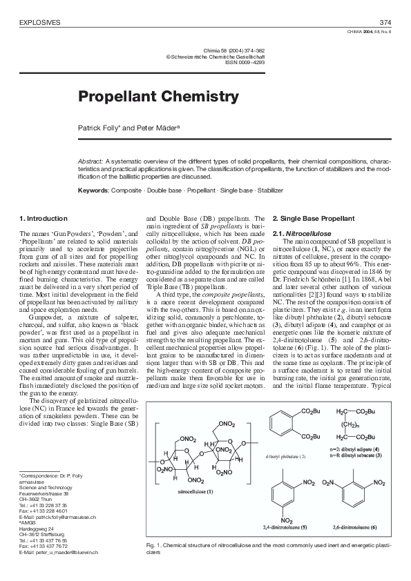 (PDF) Propellant Chemistry