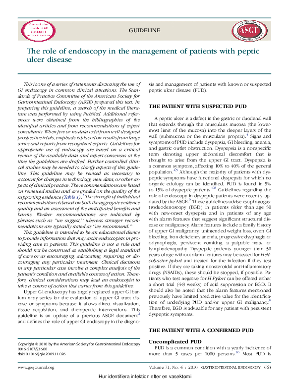(PDF) The role of endoscopy in the management of patients with peptic ...