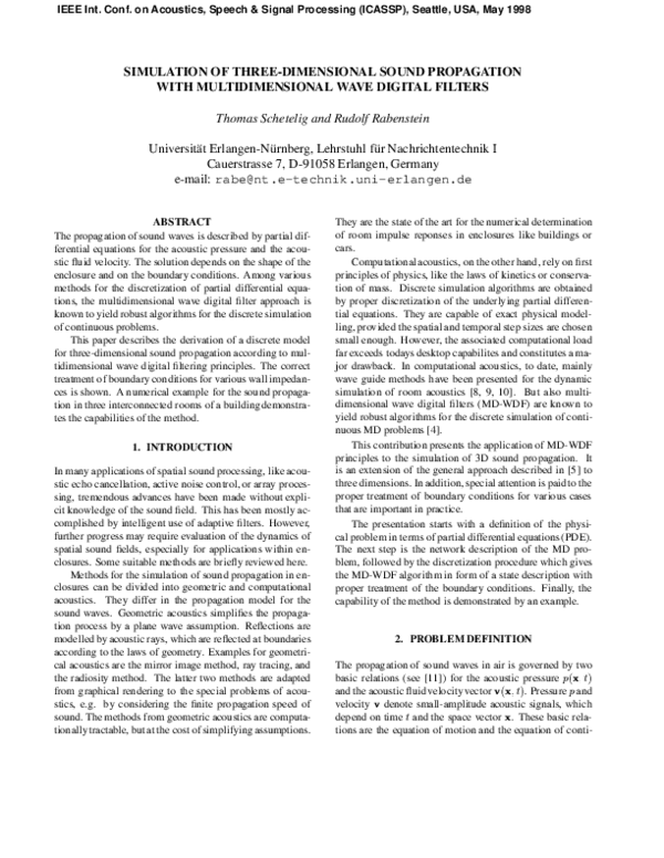 (PDF) Simulation of three-dimensional sound propagation with ...