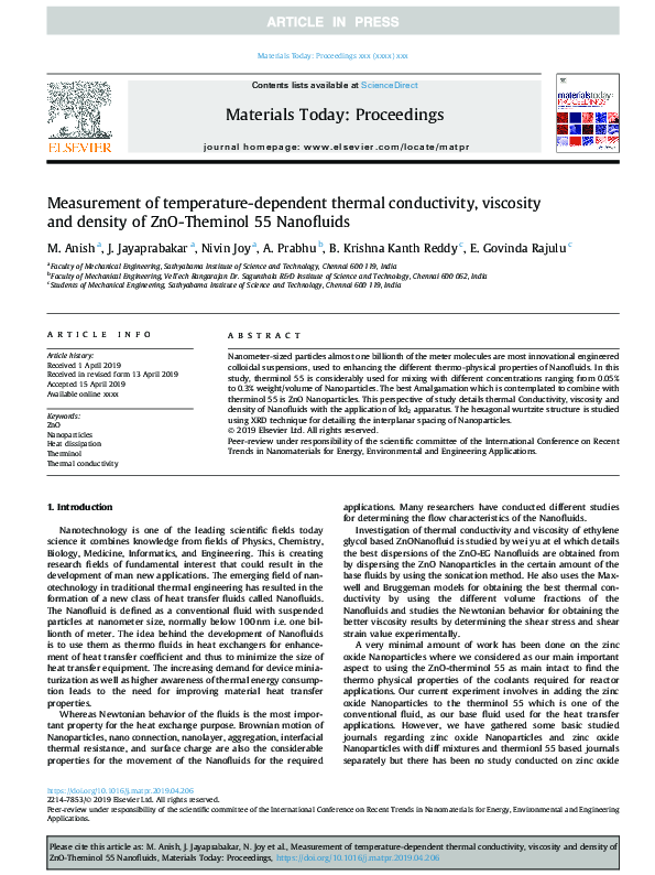 (PDF) Measurement of temperature-dependent thermal conductivity and viscosity of TiO2-water ...