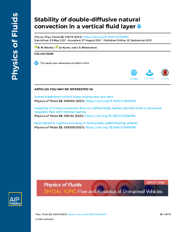 (PDF) Stability of double-diffusive natural convection in a vertical fluid layer