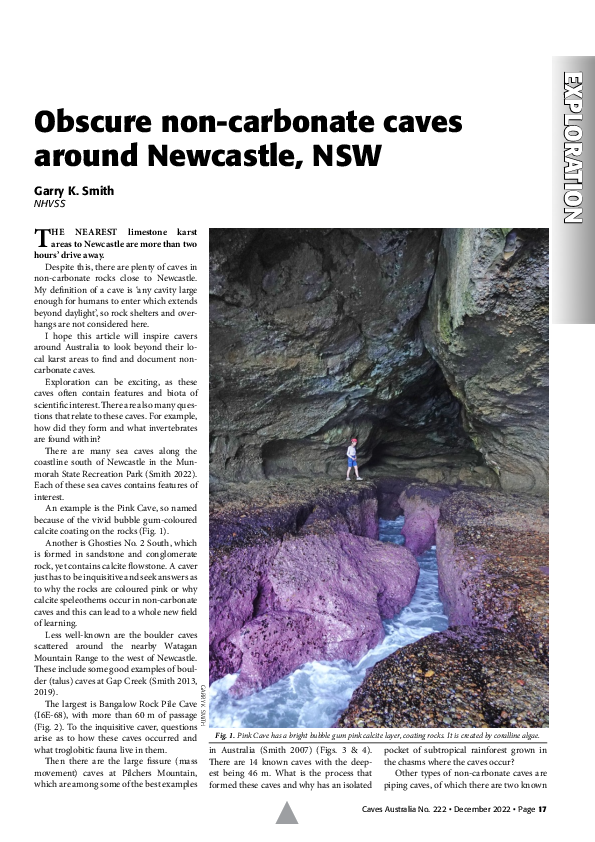(PDF) Obscure Non-Carbonate Caves Around, Newcastle, NSW Australia