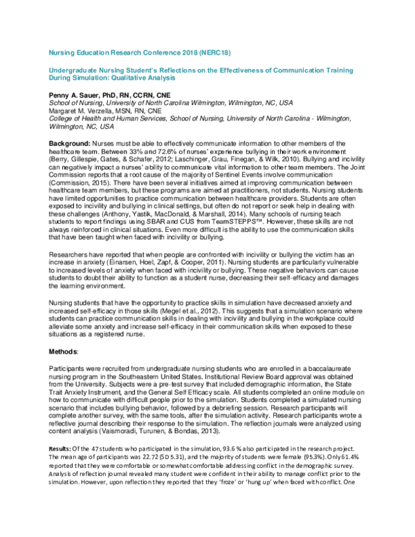 (PDF) Undergraduate Nursing Student’s Reflections on the Effectiveness ...