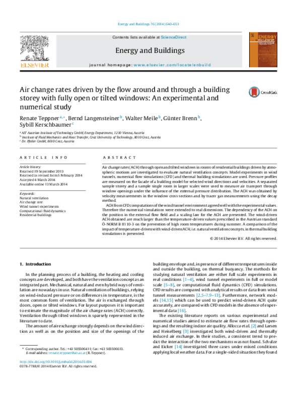 (PDF) Air change rates driven by the flow around and through a building ...