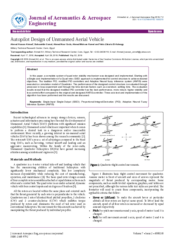 (PDF) Autopilot Design of Unmanned Aerial Vehicle