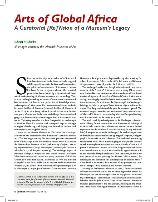 (PDF) Arts of Global Africa: A Curatorial [Re]Vision of a Museum Legacy ...