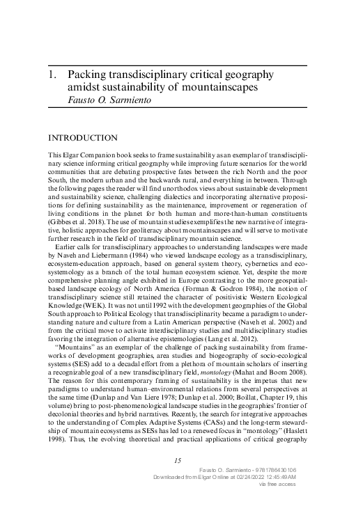 (PDF) Packing transdisciplinary critical geography amidst ...