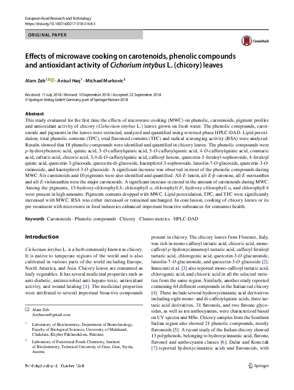 (PDF) Effects of microwave cooking on carotenoids, phenolic compounds and antioxidant activity ...