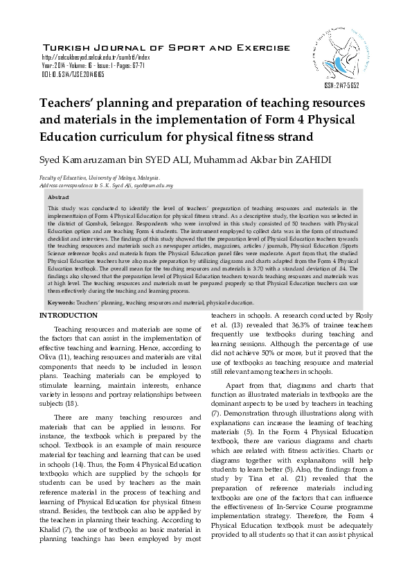 (PDF) Teachers planning and preparation of teaching resources and ...