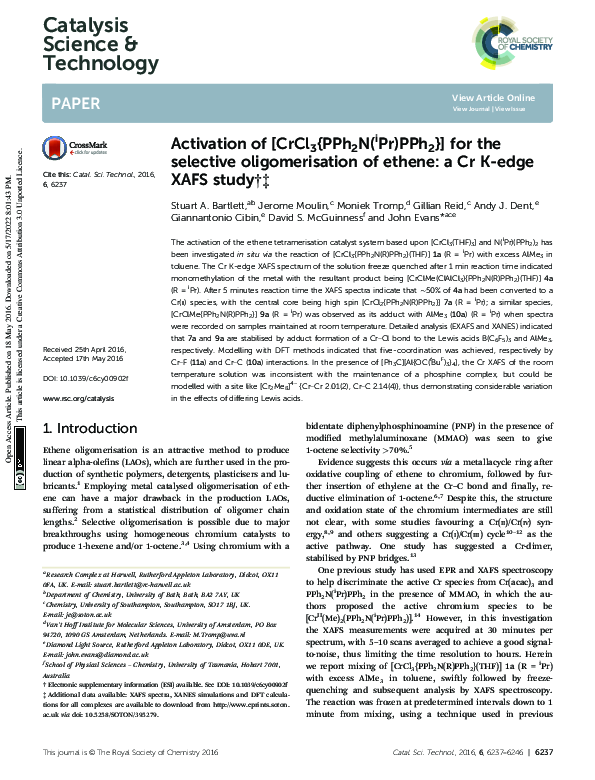 (PDF) Activation of [CrCl3{PPh2N(iPr)PPh2}] for the selective ...