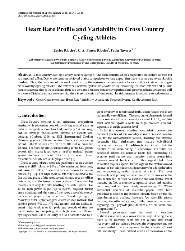 (PDF) Heart Rate Profile and Variability in Cross Country Cycling Athletes