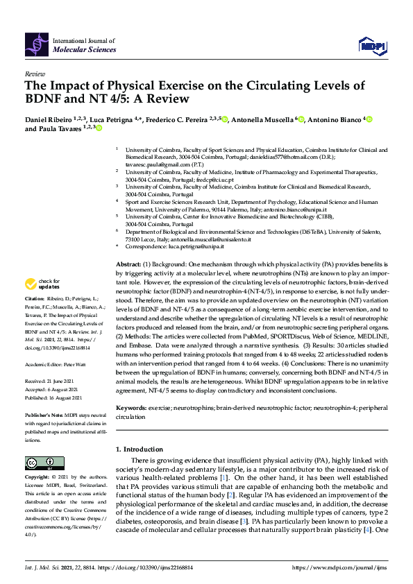 (PDF) The Impact of Physical Exercise on the Circulating Levels of BDNF and NT 4/5: A Review