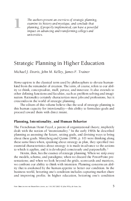 (PDF) Strategic Planning in Higher Education