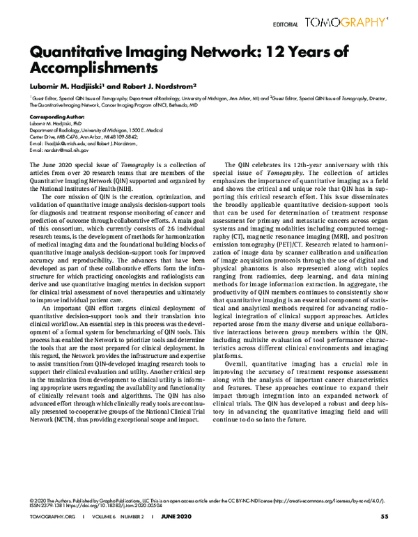 (PDF) Quantitative Imaging Network: 12 Years of Accomplishments