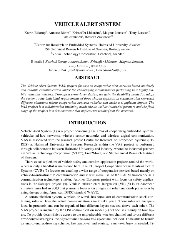 (PDF) Vehicle alert system