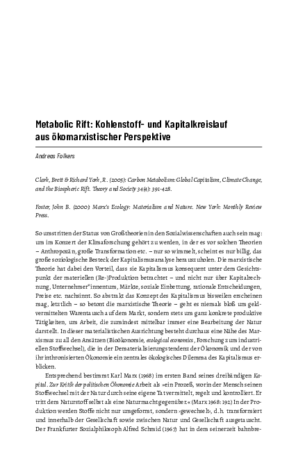 (PDF) Metabolic Rift: Kohlenstoff- und Kapitalkreislauf aus ...