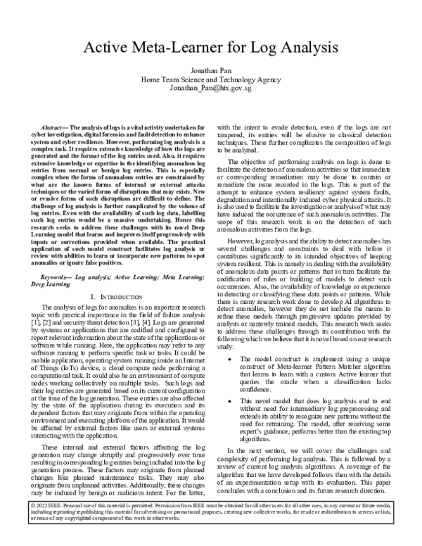 (PDF) Active Meta-Learner for Log Analysis