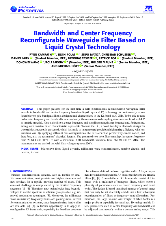 (PDF) Bandwidth and Center Frequency Reconfigurable Waveguide Filter ...