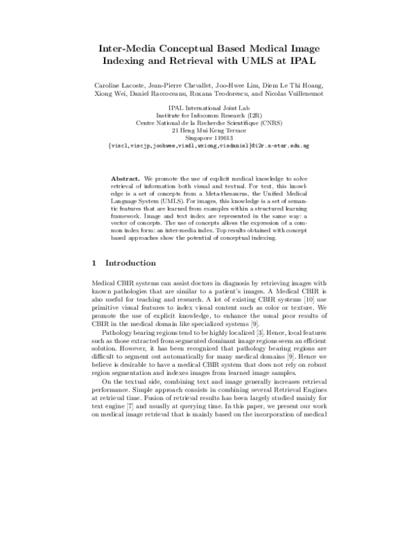 (PDF) Inter-media Concept-Based Medical Image Indexing and Retrieval with UMLS at IPAL