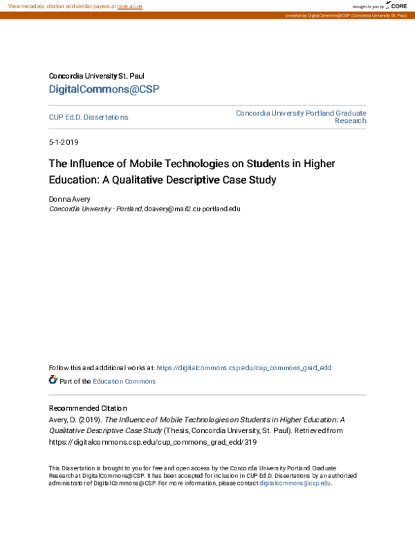 (PDF) The Influence of Mobile Technologies on Students in Higher ...