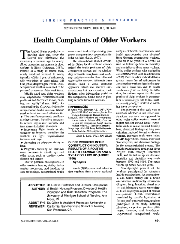 (PDF) Health Complaints of Older Workers