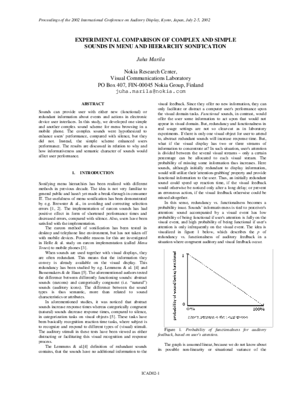 (PDF) Experimental comparison of complex and simple sounds in menu and ...