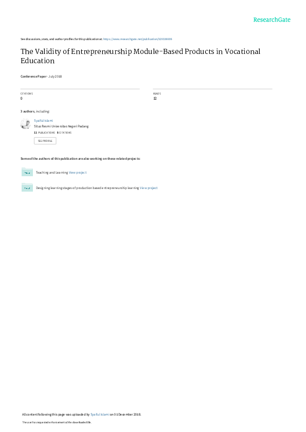 (PDF) The Validity of Entrepreneurship Module-Based Products in ...
