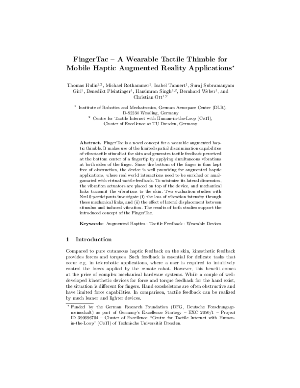 (PDF) FingerTac – A Wearable Tactile Thimble for Mobile Haptic ...