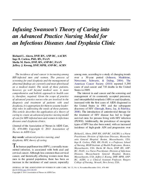 (PDF) Infusing Swanson's Theory of Caring into an Advanced Practice ...