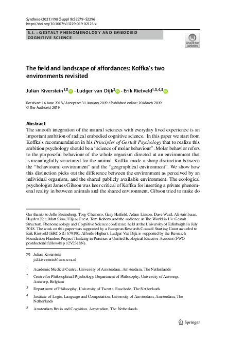 (PDF) The field and landscape of affordances: Koffka’s two environments ...