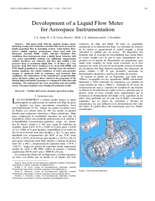 (PDF) Development of a Liquid Flow Meter for Aerospace Instrumentation ...
