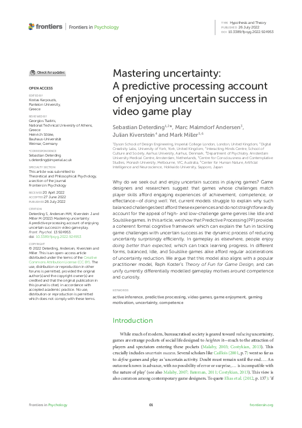 (PDF) Mastering uncertainty: A predictive processing account of enjoying uncertain success in ...