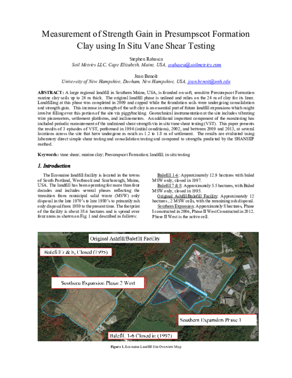 (PDF) Measurement of Strength Gain in Presumpscot Formation Clay using ...
