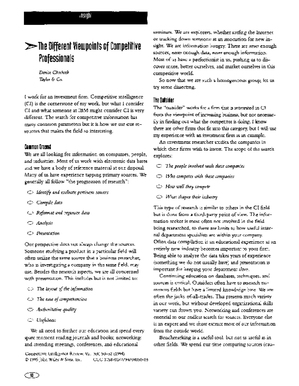 (PDF) The different viewpoints of competitive professionals