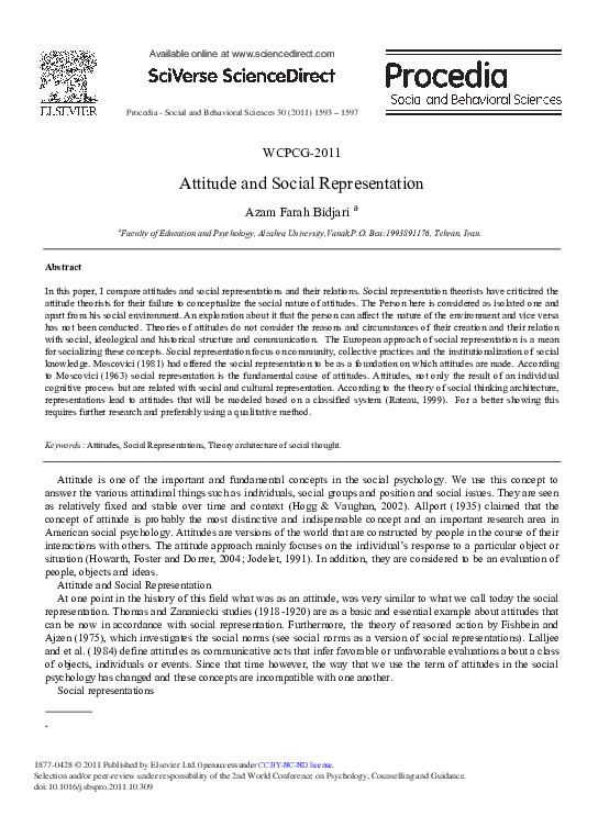 (PDF) Attitude and Social Representation