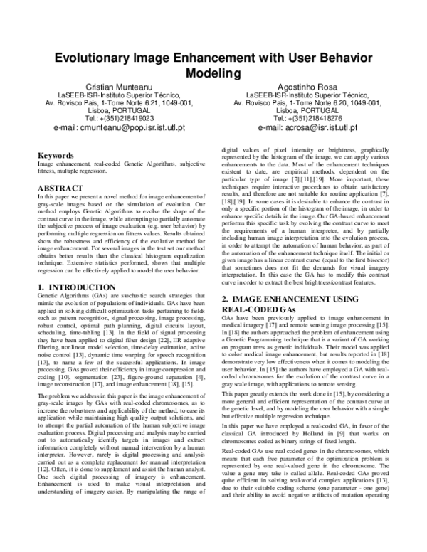 (PDF) Evolutionary image enhancement with user behavior modeling