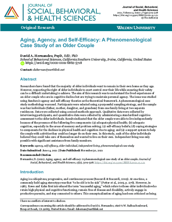 (PDF) Aging, Agency, and Self-Efficacy: A Phenomenological Case Study ...