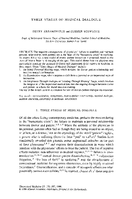(PDF) Three stages of medical dialogue