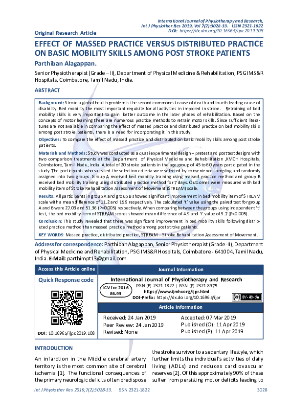 (PDF) Effect of Massed Practice Versus Distributed Practice on Basic ...