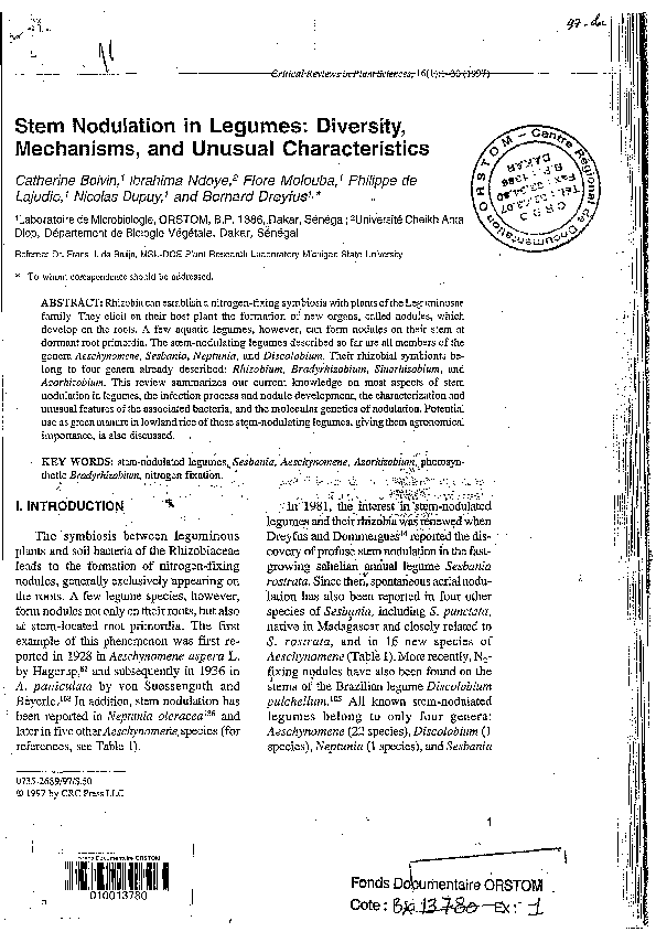 (PDF) Stem Nodulation in Legumes: Diversity, Mechanisms, and Unusual ...